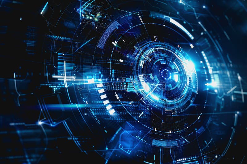 Modern Digital Landscape with Blue Circuits and Interconnected Networks ...