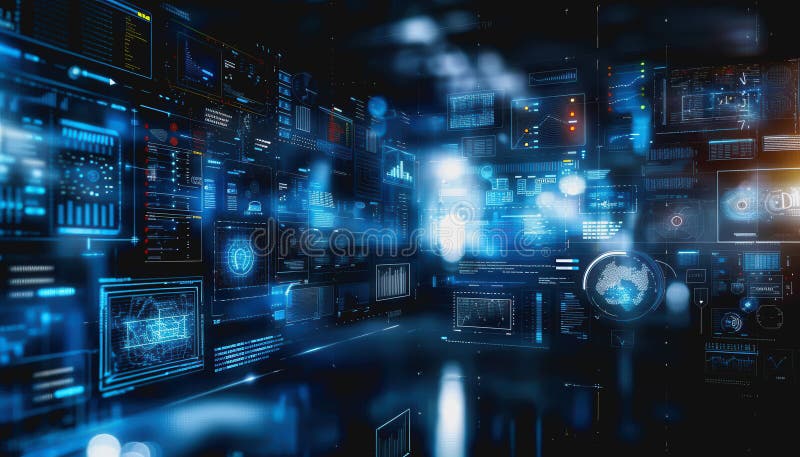 Modern Digital Landscape with Blue Circuits and Interconnected Networks ...