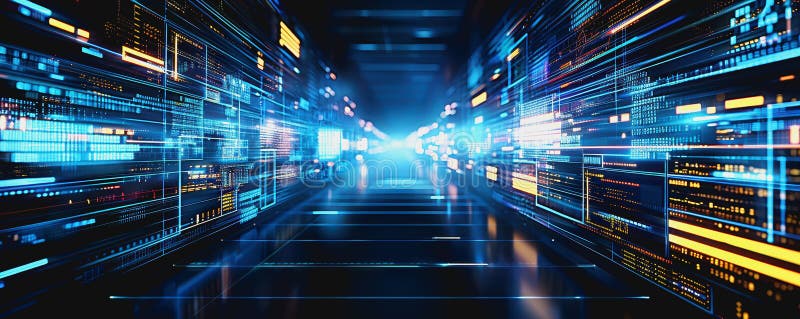 Modern Digital Landscape with Blue Circuits and Interconnected Networks ...