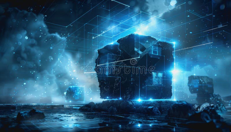 Modern Digital Landscape with Blue Circuits and Interconnected Networks ...