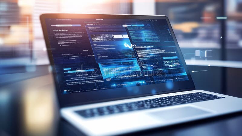 Modern Digital Laptop Interface Mockup with User Friendly Web and ...