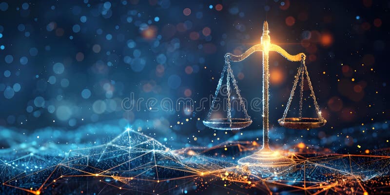 Modern Digital Law Concept with Scales Symbolizing Jurisprudence and ...