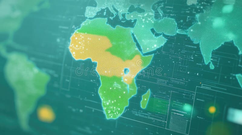 Modern Digital Map Illustrating Geographic and Technological Layers ...