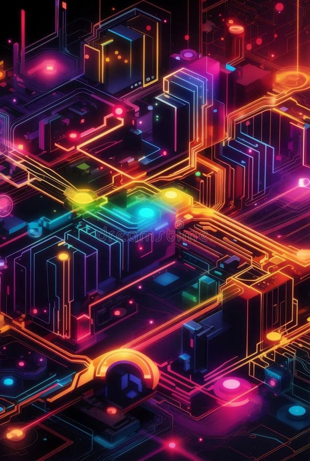 Modern Digital Network Technological Processes Background Stock ...