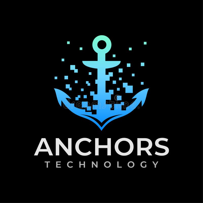 Modern Digital Pixel Anchor Logo Design. Technology Anchor Ship Logo ...