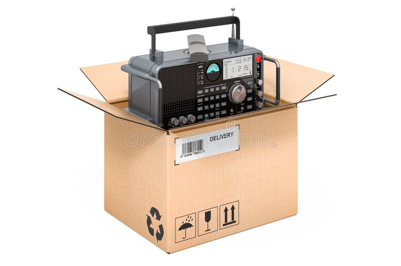 Modern Digital Receiver Inside Cardboard Box, Delivery Concept. 3D ...