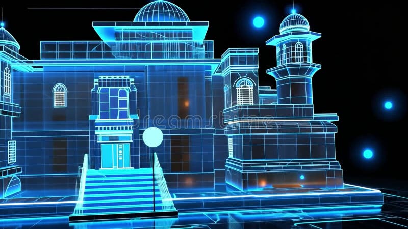 Modern Digital Rendering of a Historic Building with Luminous ...