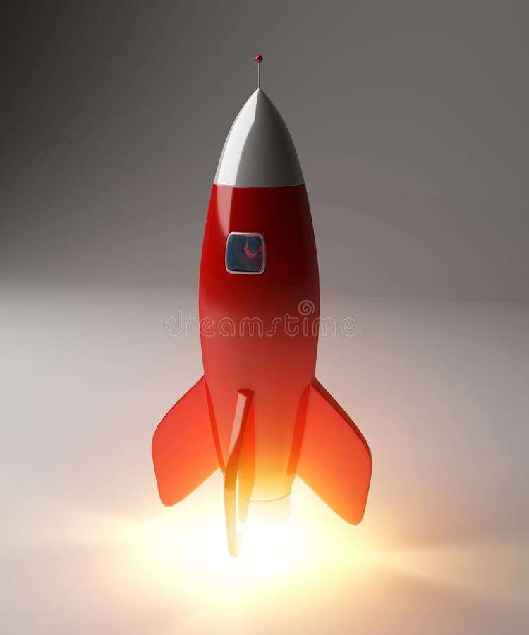 Modern Digital Rocket Launching 3D Rendering Stock Illustration ...
