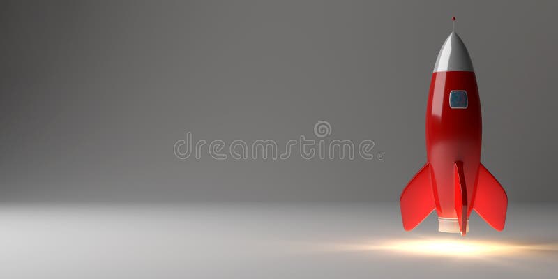 Modern Digital Rocket Launching 3D Rendering Stock Illustration ...