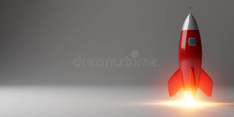 Modern Digital Rocket Launching 3D Rendering Stock Illustration ...