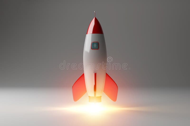 Modern Digital Rocket Launching 3D Rendering Stock Illustration ...