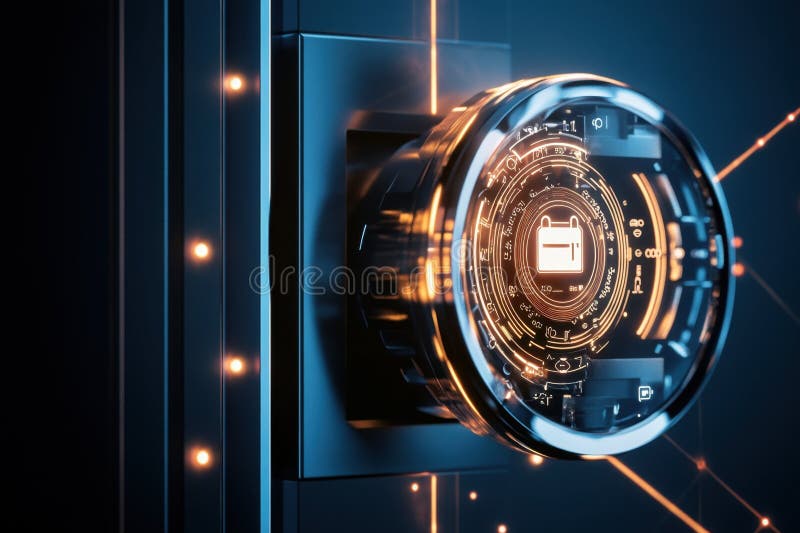 Modern Digital Safe Featuring Intricate Lock Design with Glowing ...
