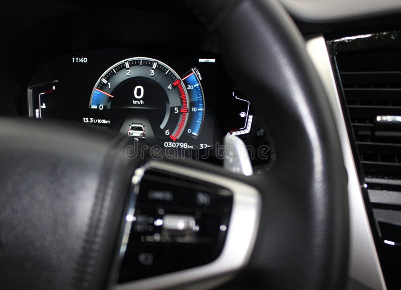 Modern Digital Screen Panel of a Car with Indications of Technical ...