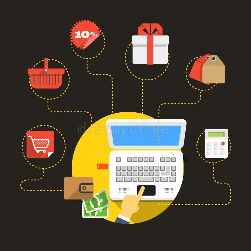 Modern digital shopping stock illustration. Illustration of business ...