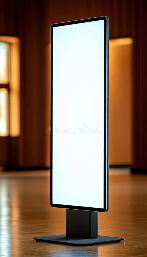 Modern Digital Signage Kiosk. Vertical Blank White Screen Display ...