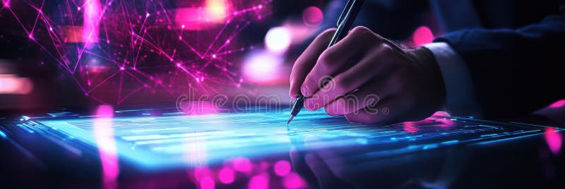 Modern Digital Signature Creation on a High Tech Interface with Vibrant ...