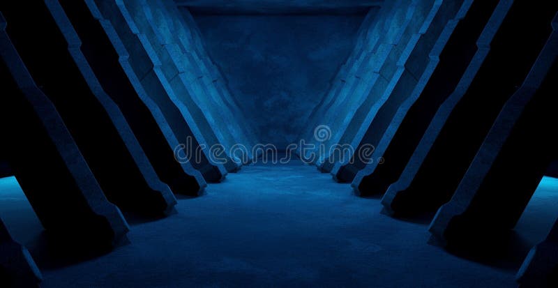 Modern Digital Simulation Basement Underground Hall Spotlight Dark Blue ...