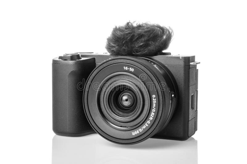 Modern Digital Small Mirrorless Photo and Video Camera Isolated on ...