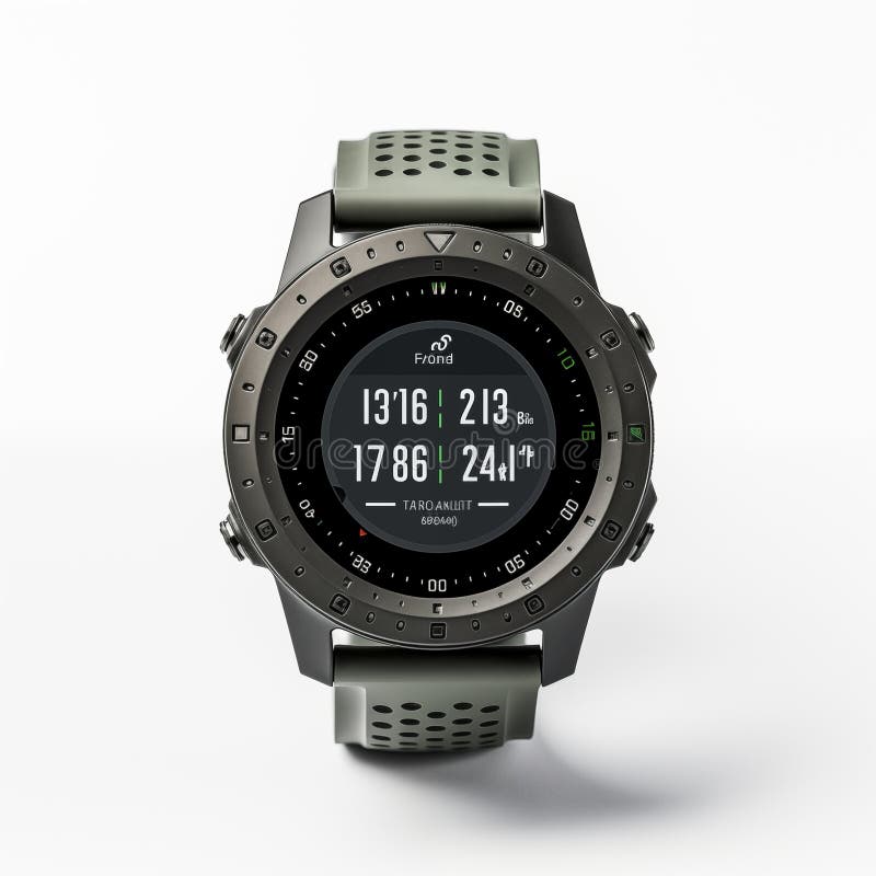 Modern Digital Smartwatch with Black Dial and Green Silicone Strap on ...