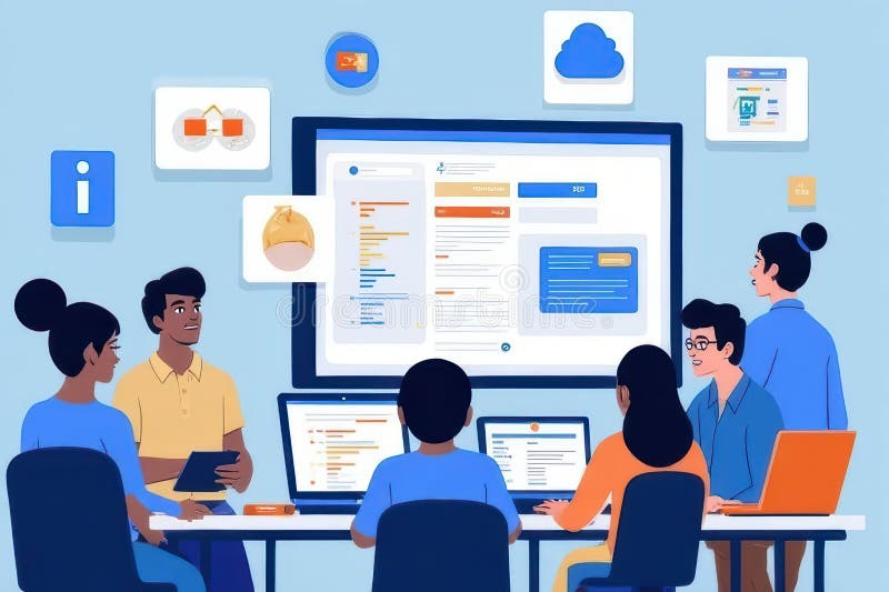 Modern Digital Solutions for Business Collaboration Stock Illustration ...