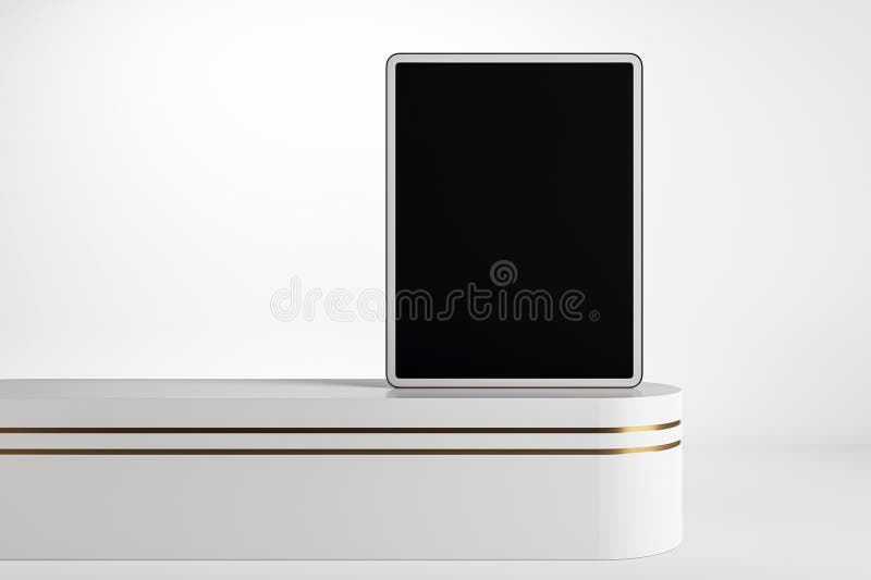 Modern Digital Tablet Display Mockup on a White Platform and Background ... Modern Digital Tablet Display Mockup on a White Platform and Background ...