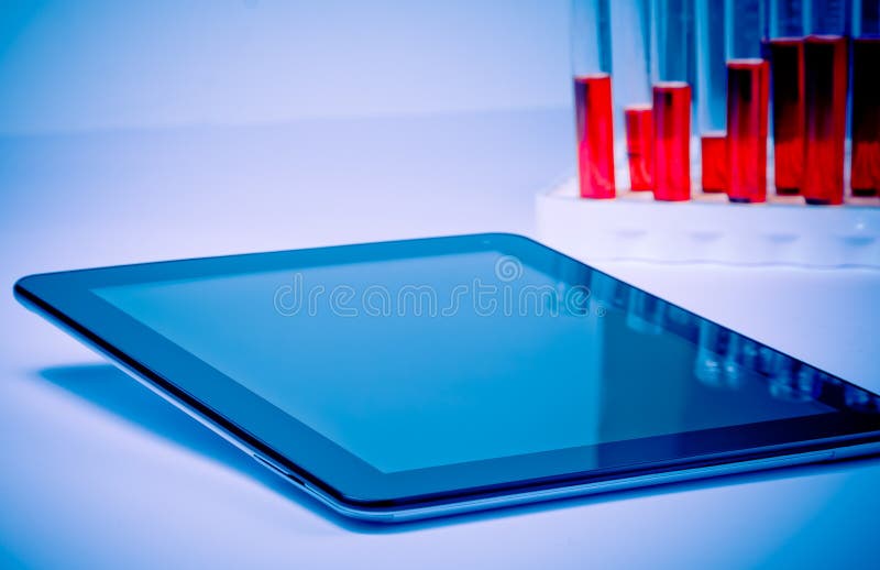 Modern Digital Tablet Pc Near Test Tube in Laboratory Stock Image ...