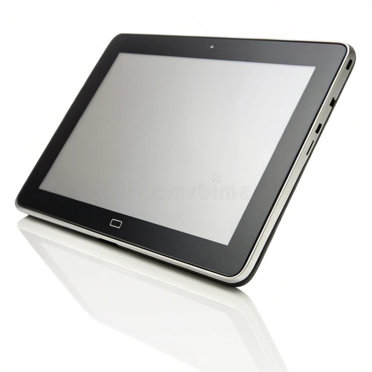 Modern Digital Tablet with Reflective Screen Isolated on Transparent ...
