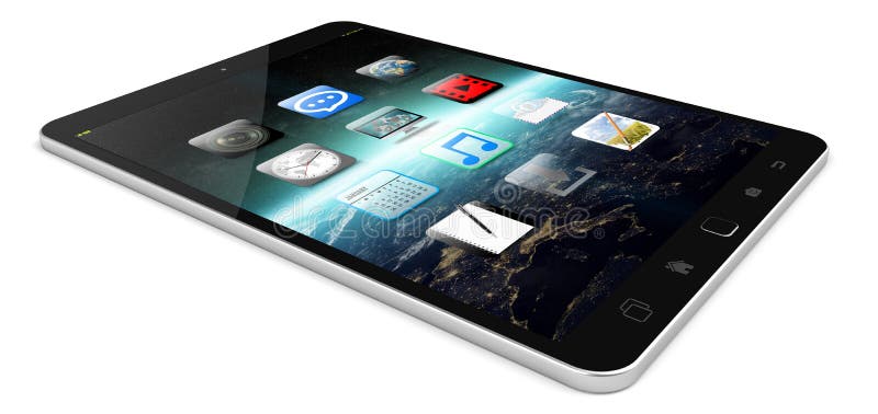 Modern Digital Tactile Tablet 3D Rendering Stock Illustration ...