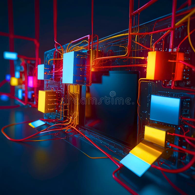 Modern Digital Tech Device Connected To Each Other Stock Illustration ...