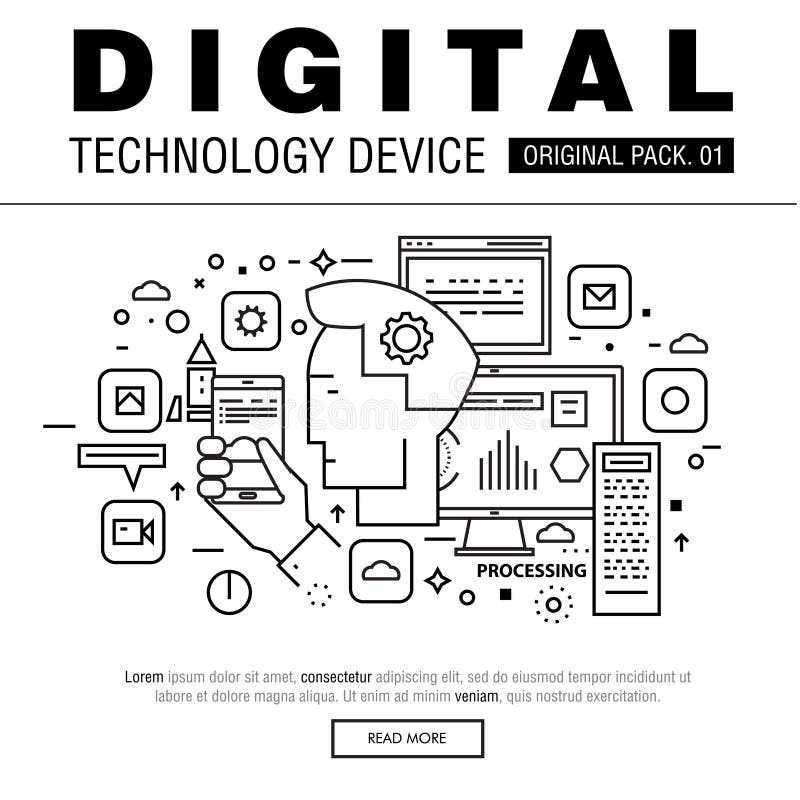 Modern Digital Technology Pack. Stock Illustration - Illustration of ...