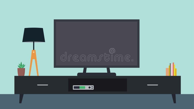 Modern Digital Television on Table in the Living Room at Home Stock ...