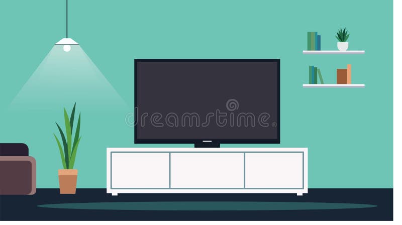 Modern Digital Television on Table in the Living Room at Home Stock ...