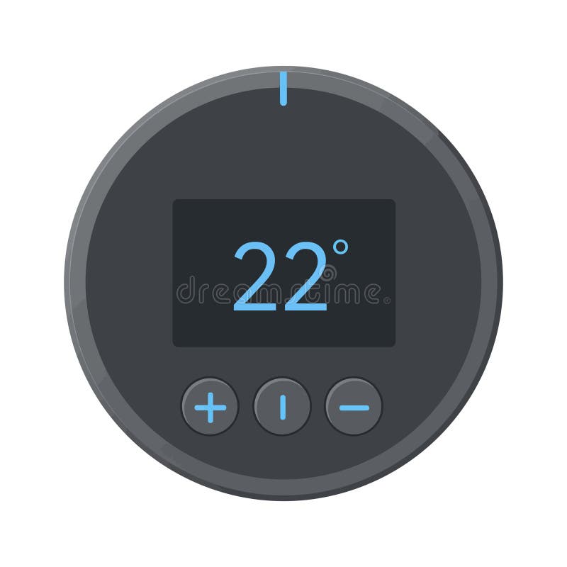 Modern Digital Thermostat with Temperature Display and Control Buttons ...