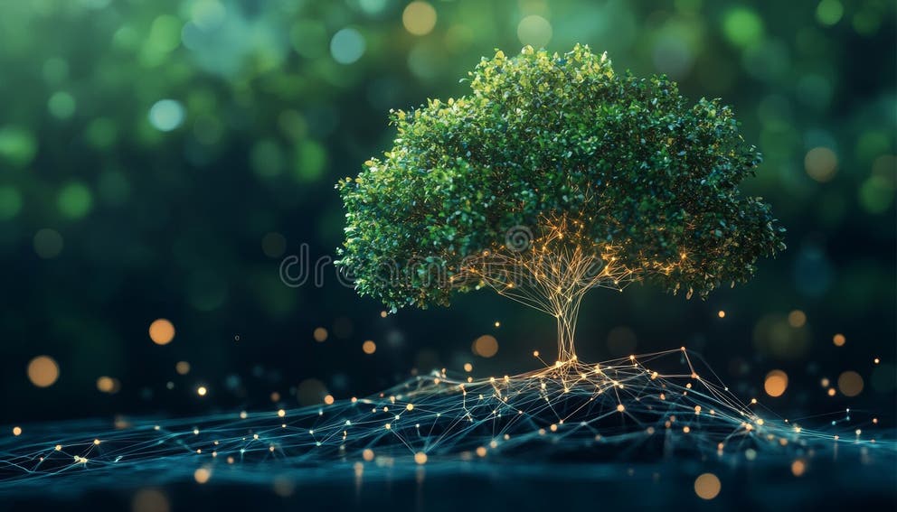 A Modern Digital Tree Design Blending Nature and Technology ...