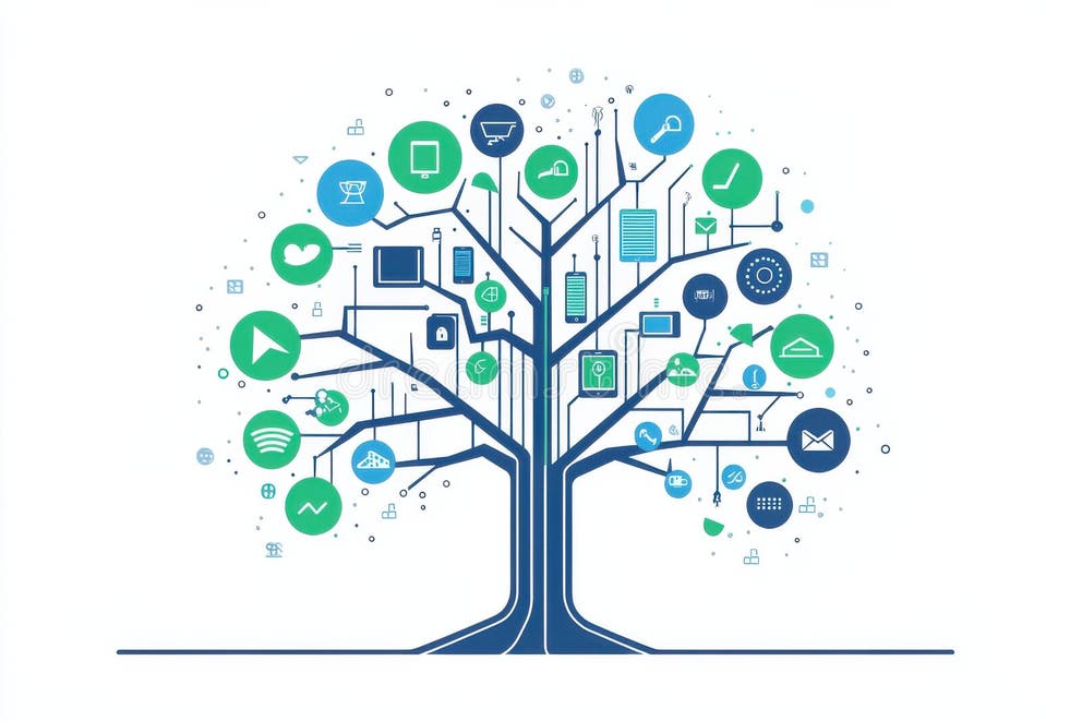 Modern Digital Tree Showcasing AI Technology and Connectivity Stock ...
