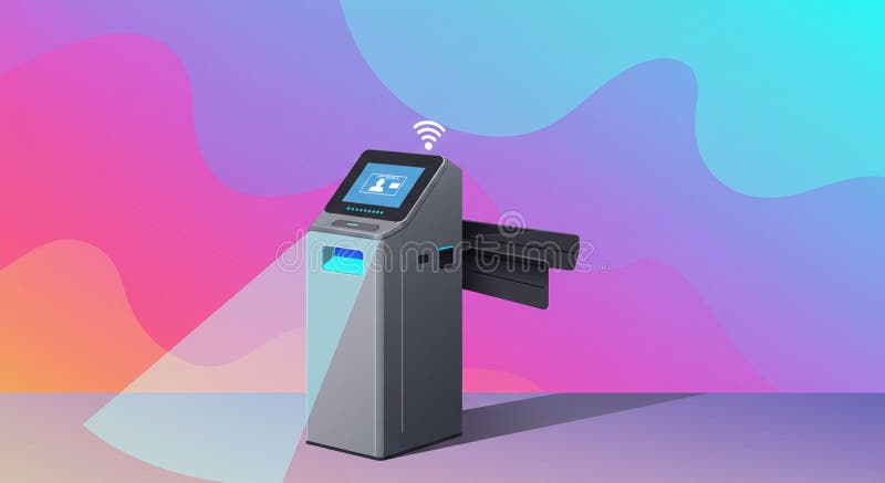 A Modern, Digital Turnstile Gate is Depicted, Featuring a Sleek ...