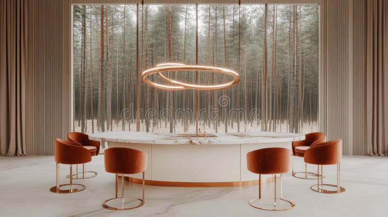 A Modern Dining and Kitchen Area is Characterized by Its High Ceilings ...