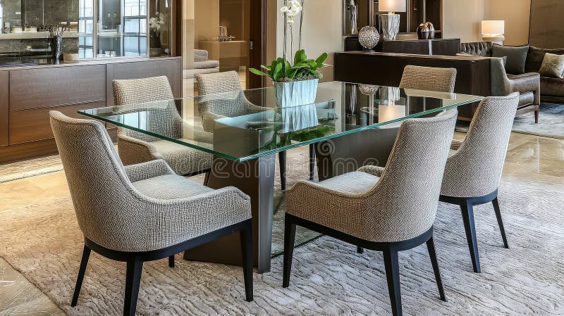 Modern Dining Room Interior Stock Photo - Image of area, armchair ...