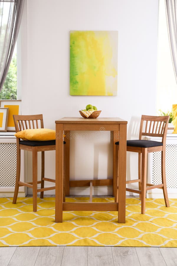 Modern Dining Room Interior with Table and Chairs Stock Image - Image ...