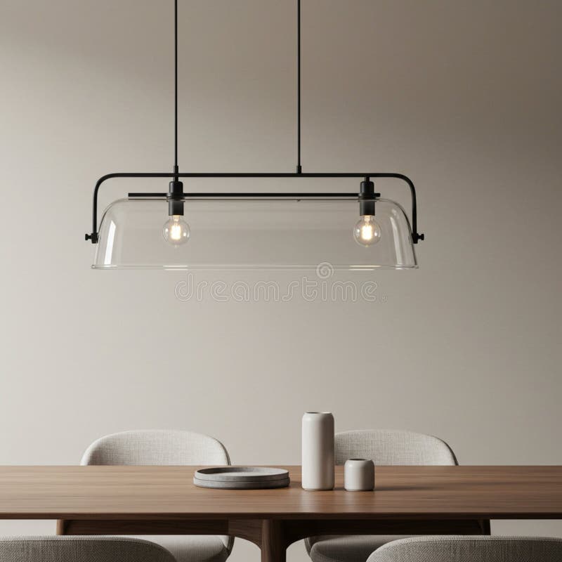 Modern Dining Room with Minimalist Design. a Sleek, Rectangular Wooden ...