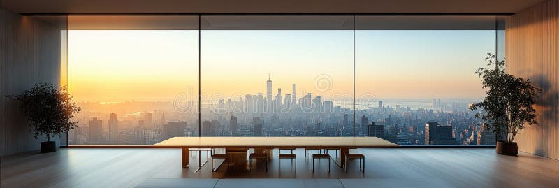 A Modern Dining Room with Panoramic Views Features an Open Layout ...