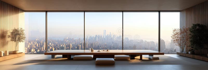 A Modern Dining Room with Panoramic Views Features an Open Layout ...