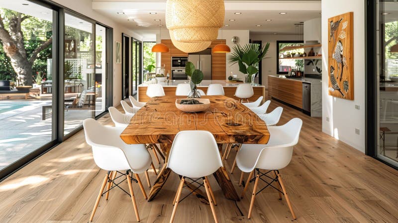 Modern Dining Room with a View Stock Illustration - Illustration of ...