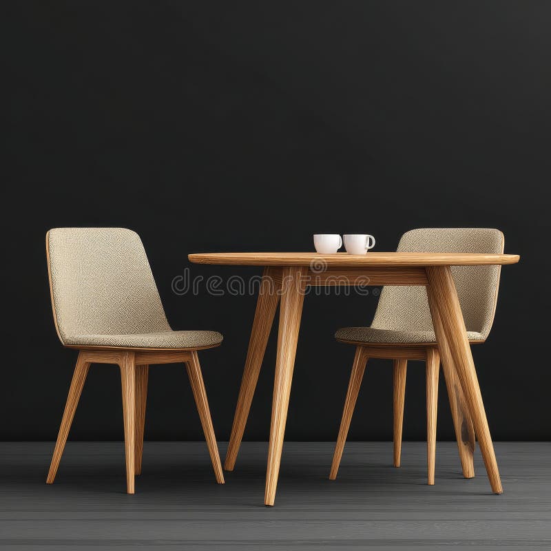 The Modern Dining Space is Elevated by a Minimalist Circular Cafe Table and Two Stylish Chairs ...