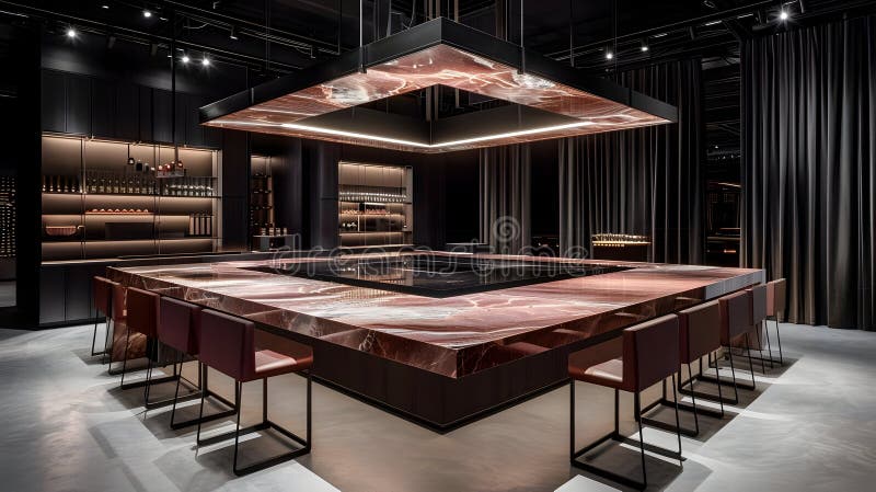 A Modern Dining Space Featuring a Large, Elegant Table with Stylish ...