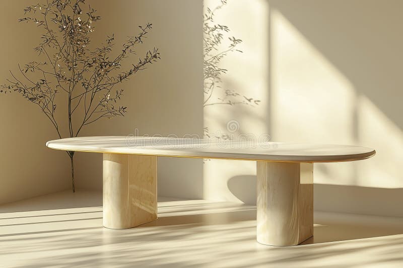 A Modern Dining Table Bathed in Soft, Diffused Light, Exhibiting a ...