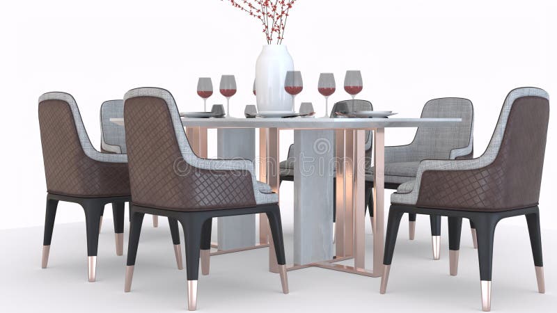Modern Dining Table with White Background Stock Image - Image of ...