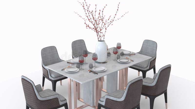 Modern Dining Table with White Background Stock Photo - Image of modern ...