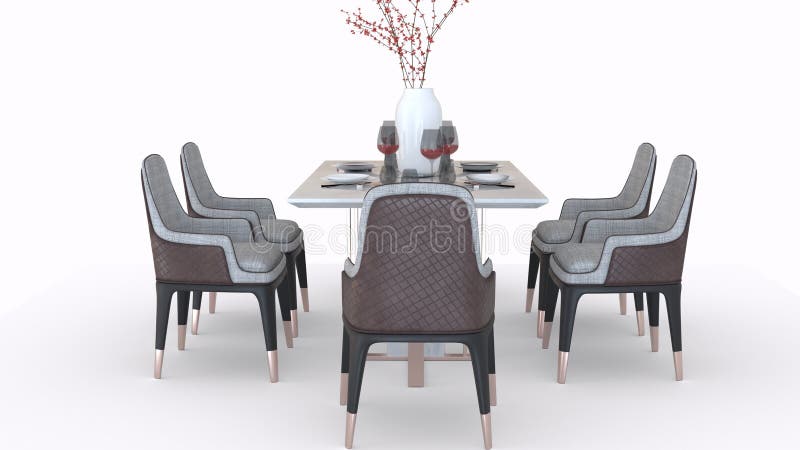Modern Dining Table with White Background Stock Photo - Image of ...