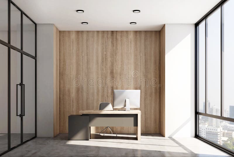 Modern director`s office stock illustration. Illustration of desktop ...